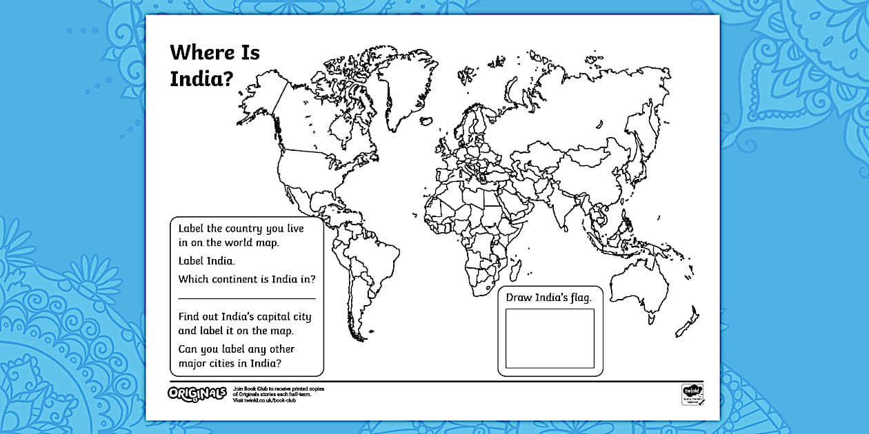 KS1 Where Is India? Geography Worksheet (teacher made)