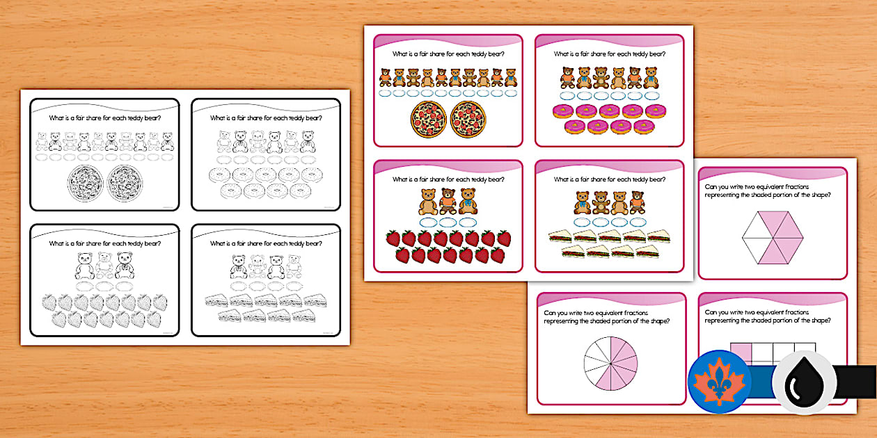 Grade 3 Fractions Challenge Cards French (teacher made)