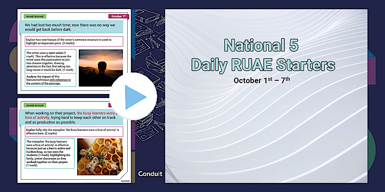 National 5 Daily RUAE Starters October 1st - 7th - Twinkl