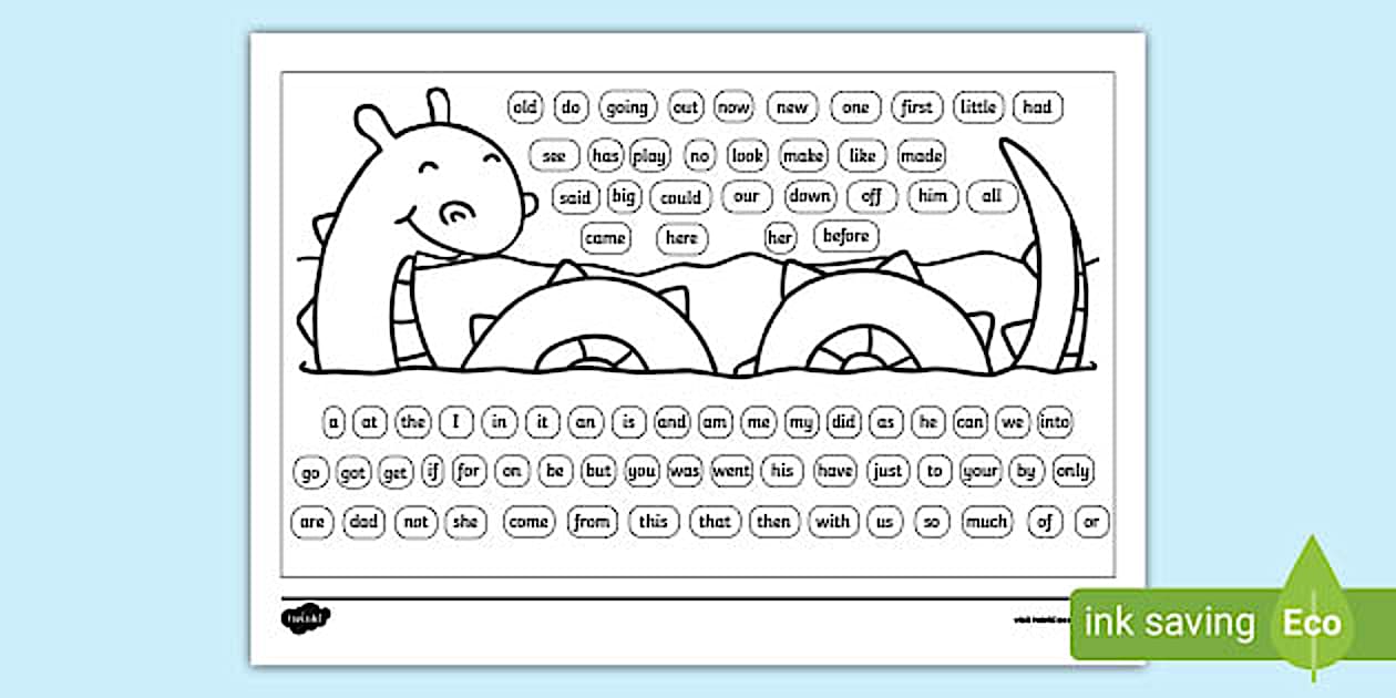 Phonics High-Frequency Words Colouring - CfE Resource