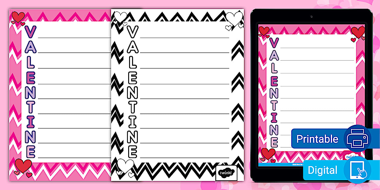 Valentine Acrostic Poem Template for Kids | Twinkl USA
