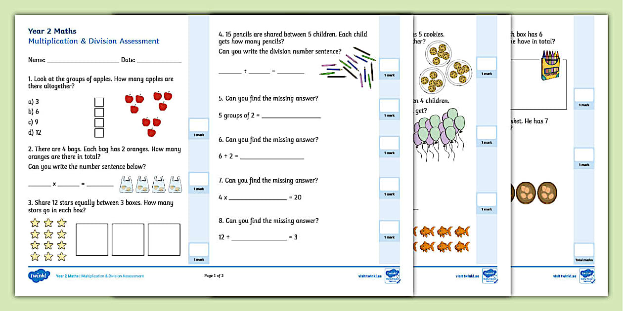 Multiplication and Division Assessment Year 2 | Twinkl Maths