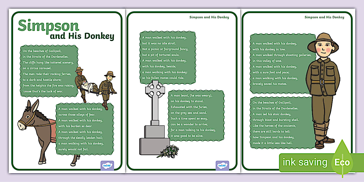 Simpson And His Donkey Poem (teacher made) - Twinkl