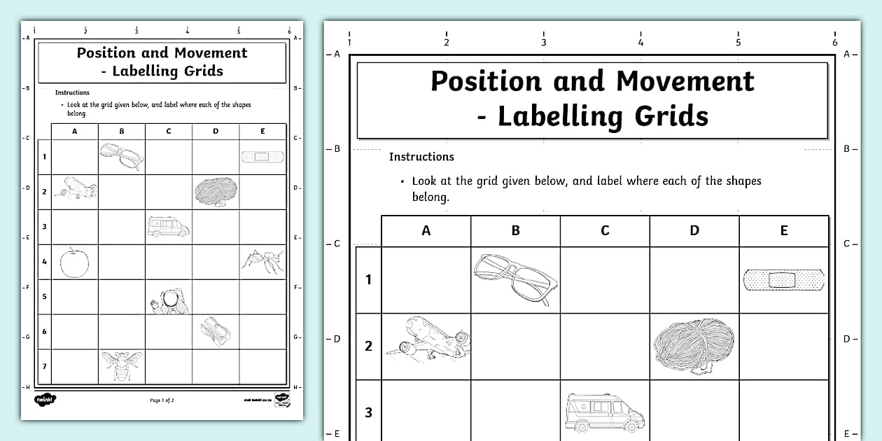 Position and Movement – Labelling Grids Activity Sheet
