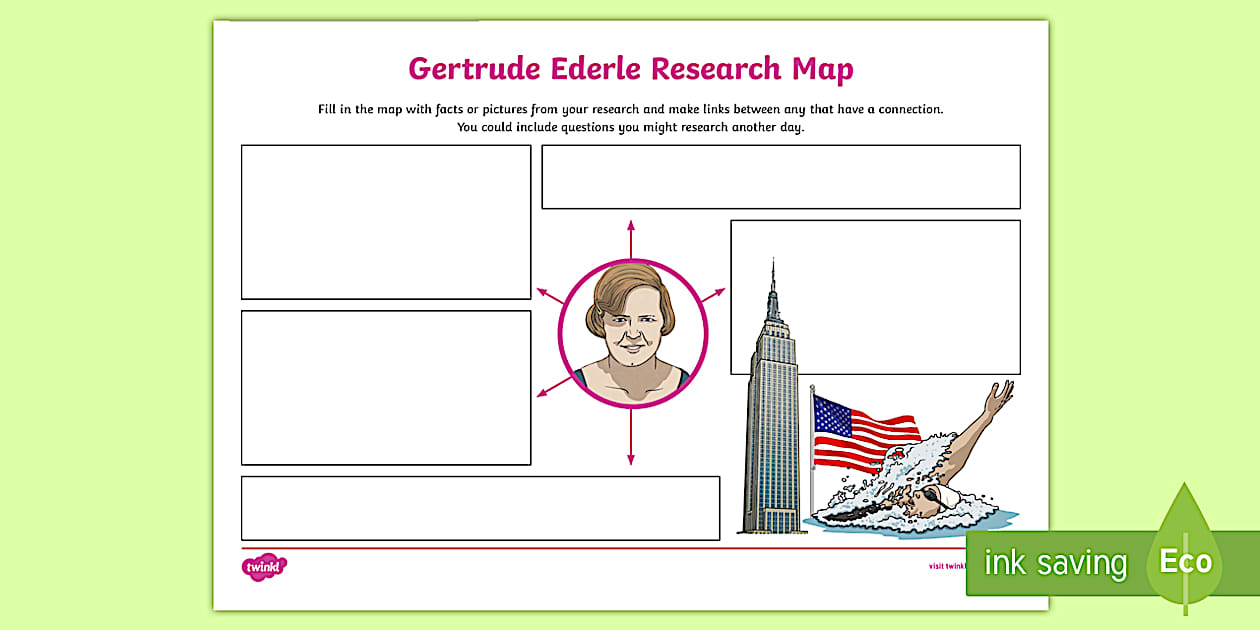 Gertrude Ederle Research﻿ Map (teacher made) - Twinkl