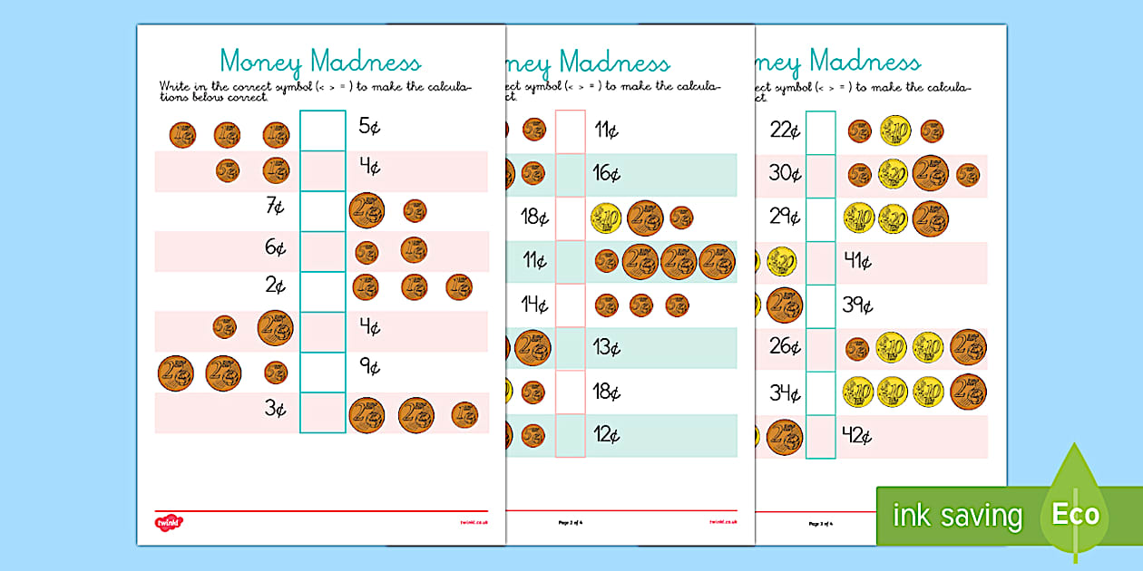 Euros Money Worksheet | Maths Money Activity - Twinkl