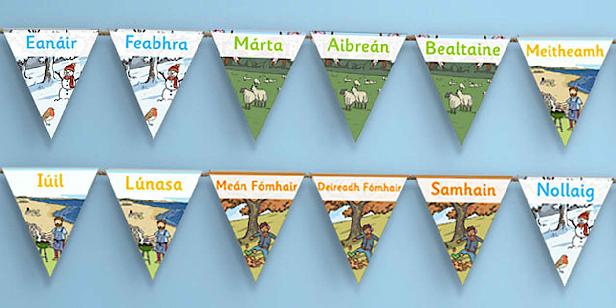 Months of the Year Display Bunting Gaeilge