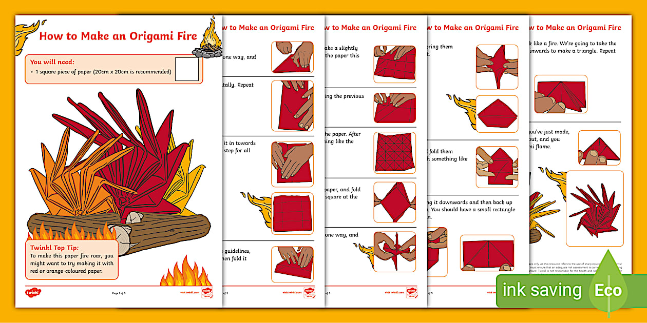 How to Make an Origami Fire Instructions | Twinkl | KS1