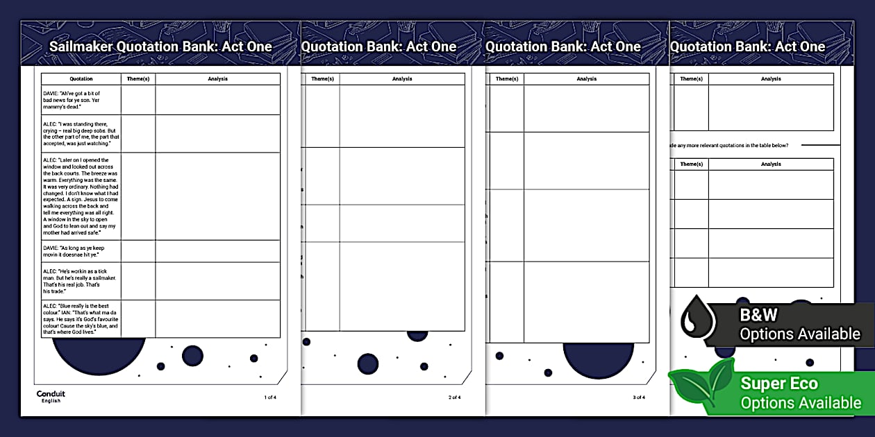 Sailmaker Quotation Bank: Act One (teacher made) - Twinkl