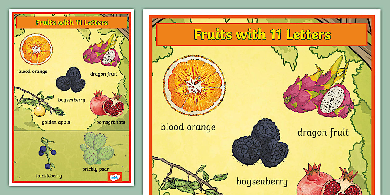 Fruits with 11 Letters Display Poster (Hecho por educadores)