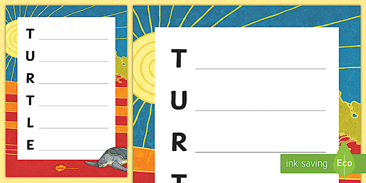 How the Turtle Got Its Shell Turtle Acrostic Poem - Twinkl