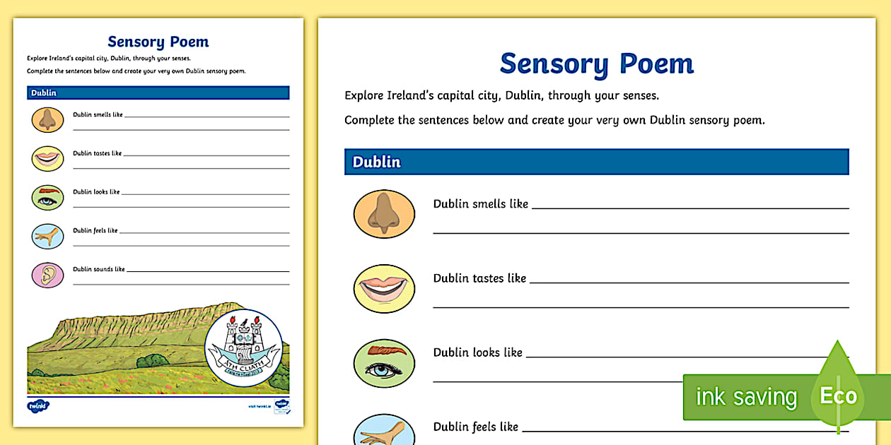 Dublin Sensory Poem Worksheet / Worksheet (Teacher-Made)