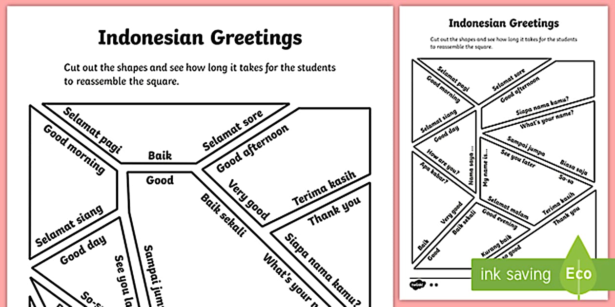 QLD Greetings Puzzle Indonesian (teacher made) - Twinkl