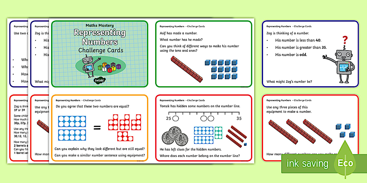 Year 1 Representing Numbers Maths Mastery Challenge Cards