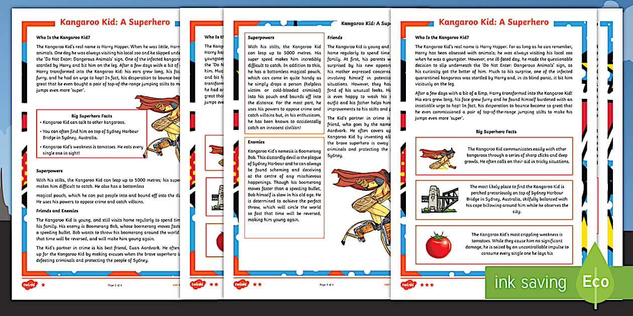 The Kangaroo Kid: A Superhero Differentiated Fact File