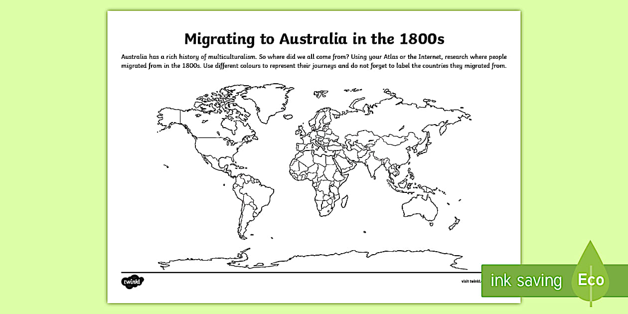 Migrating to Australia in the 1800s Worksheet / Worksheet