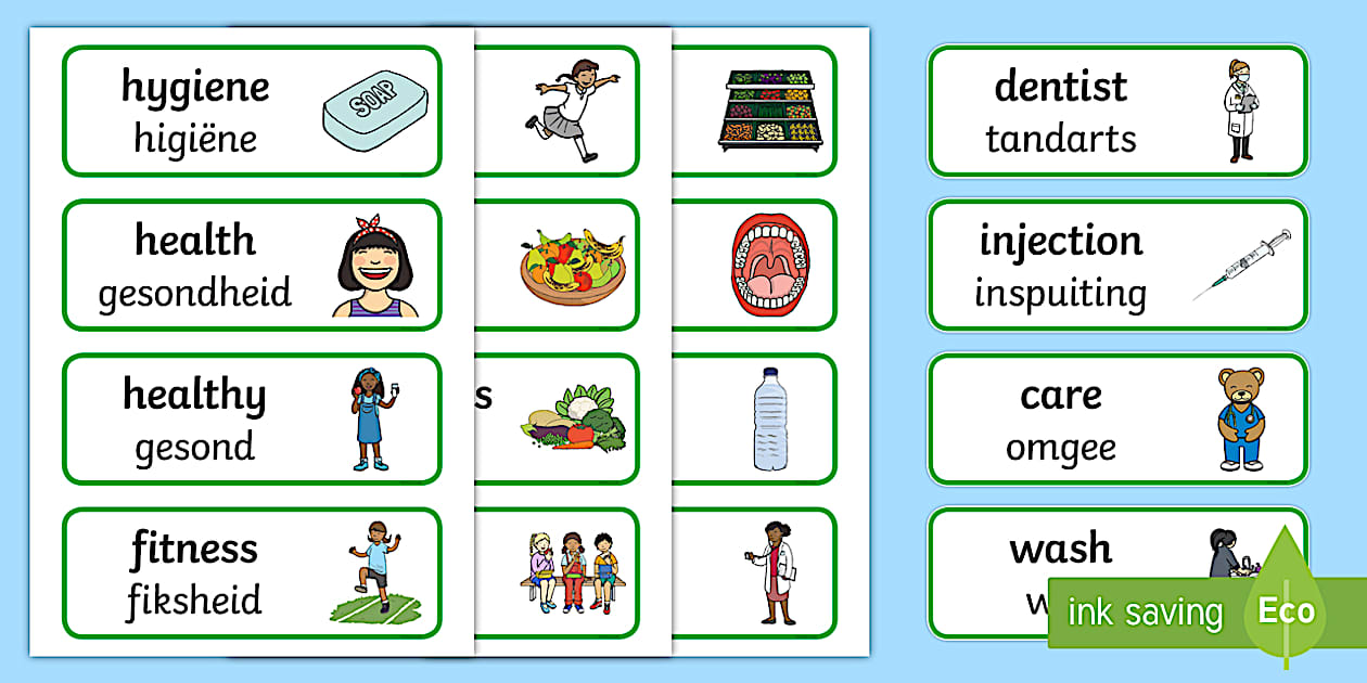 Grade R LS - Word Cards: Health and Hygiene (CAPS Aligned)