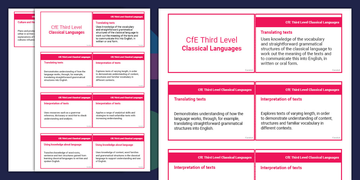 CfE Third Level Classical Languages Lanyard-Sized Benchmarks
