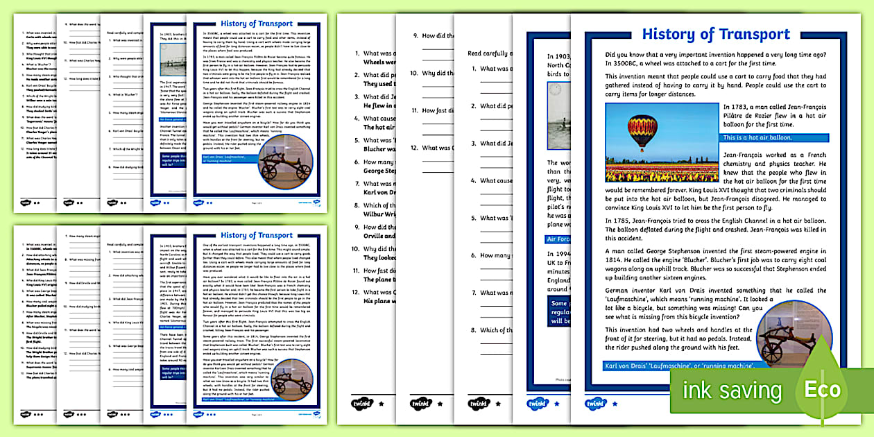 Transport Reading Comprehension Activity – Teacher-Made