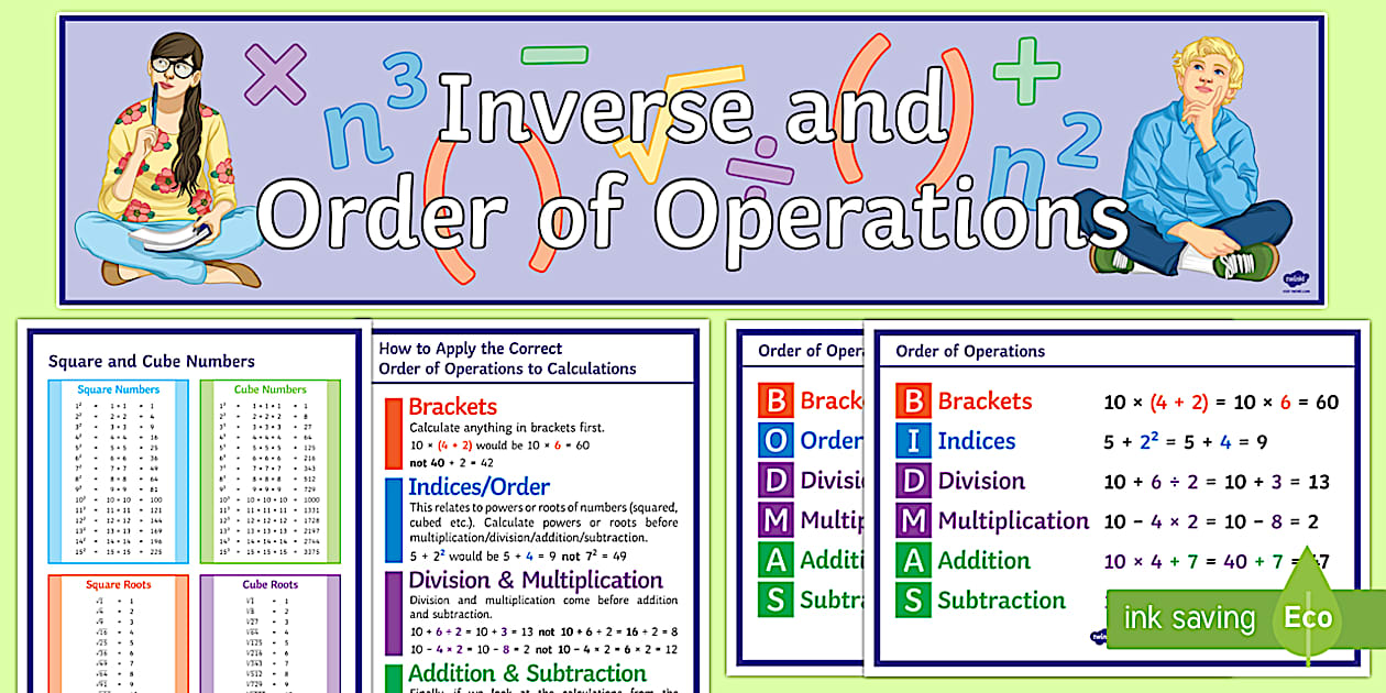 Inverse and Order of Operations Display Pack (teacher made)