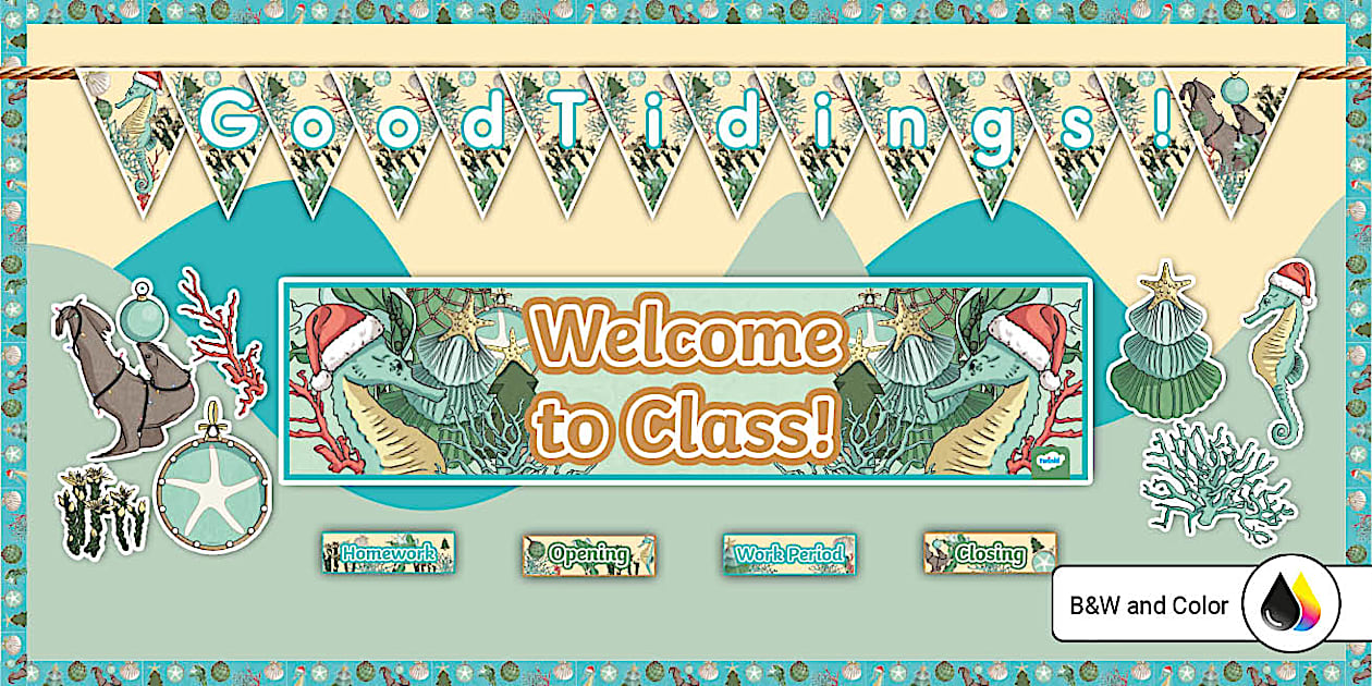 Colorful Beach Christmas Bulletin Board Pack | Twinkl USA