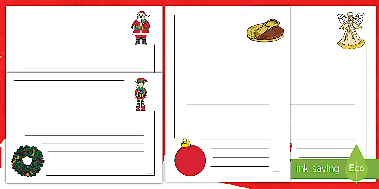 Black and White Christmas Aistear Santa's Workshop Toy Writing Template