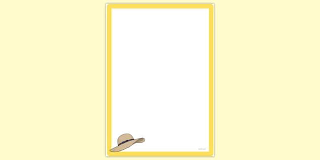 Simple Blank Sun Hat Page Border | Page Borders | Twinkl
