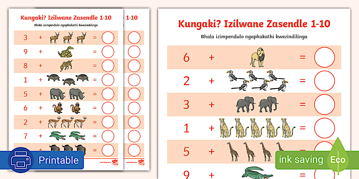 Kungaki? Izilwane zasendle 1-10 - Counting Wild Animals 1-10 isiZulu
