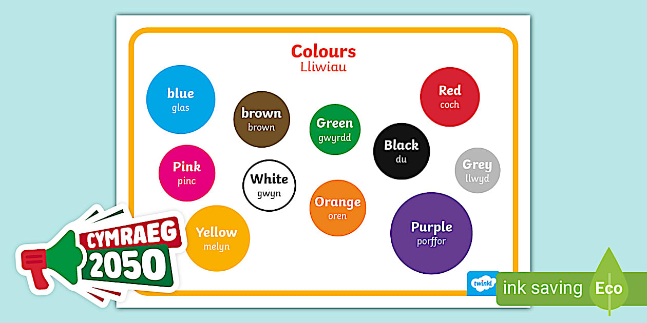 Teacher-made Colours in English and Welsh Word Mat - Twinkl
