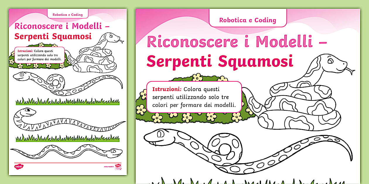 Coding Colora il Serpente (teacher made) - Twinkl