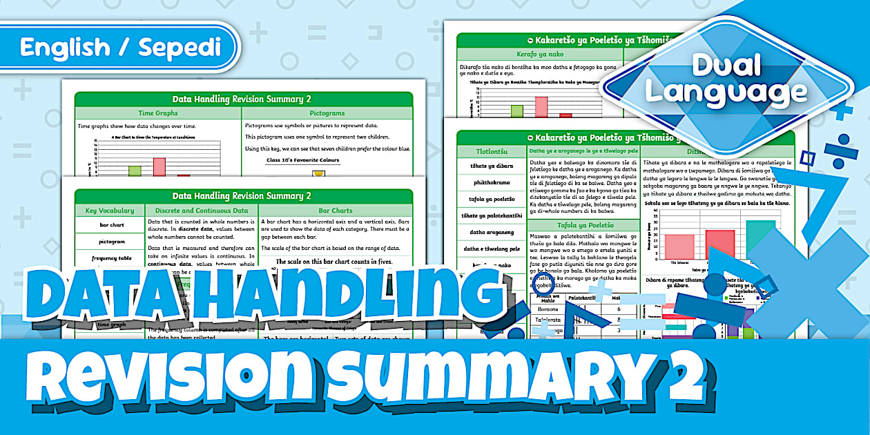 Grade 4 Maths - Term 4 - Data Handling Revision Summary 2 - Sepedi/English