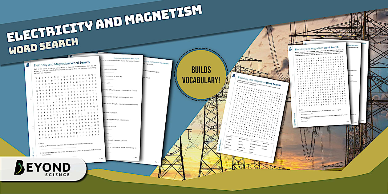 Electricity and Magnetism Word Search | Science | Beyond