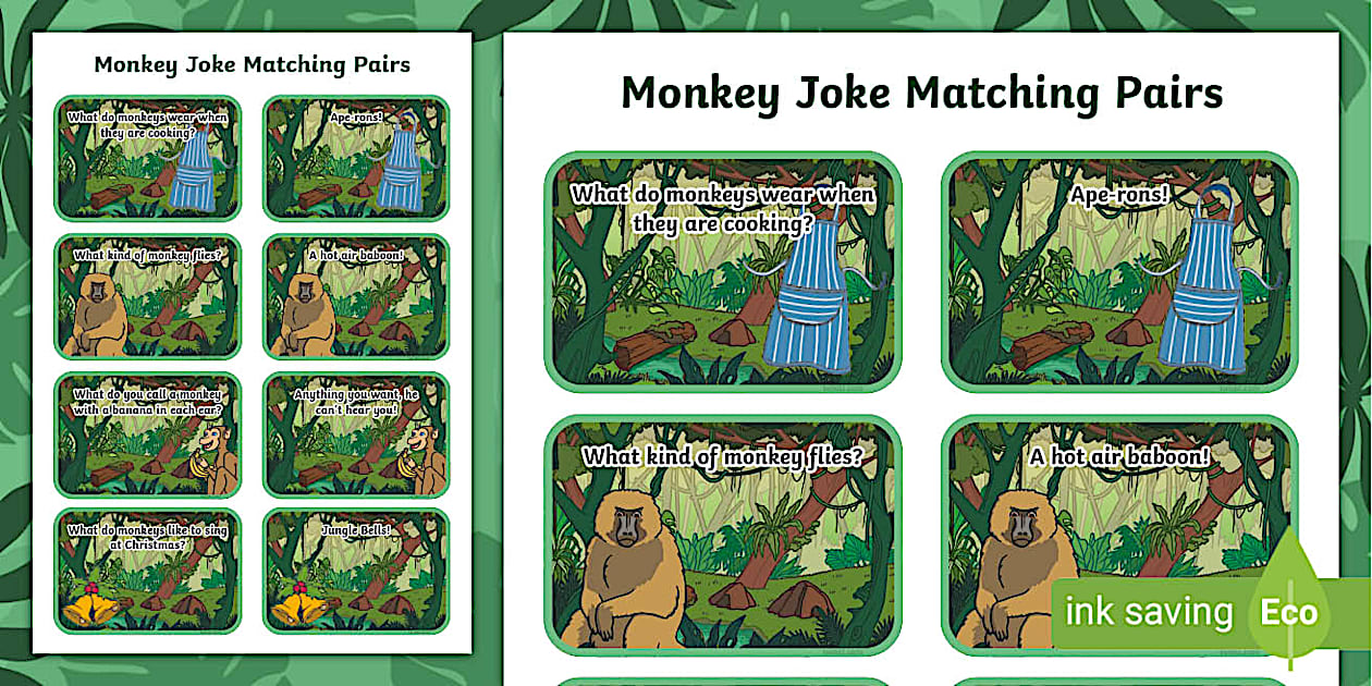 Monkey Joke Matching Pairs (Teacher-Made) - Twinkl