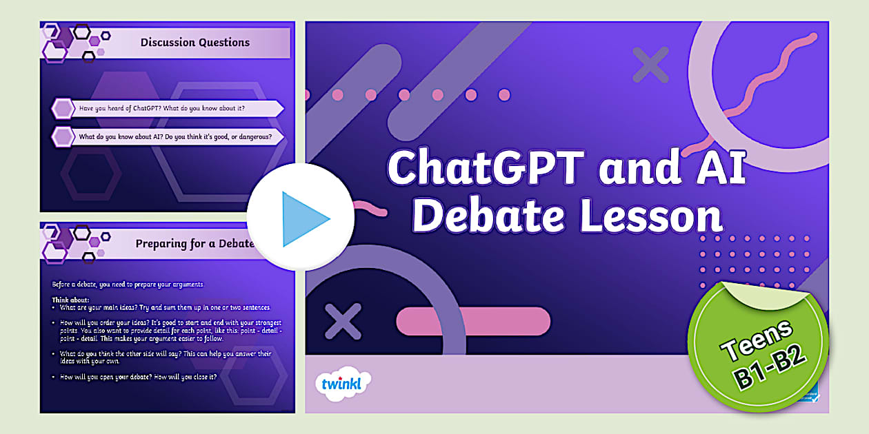 ESL ChatGPT Debate PowerPoint [Teens, B1-B2] (teacher made)