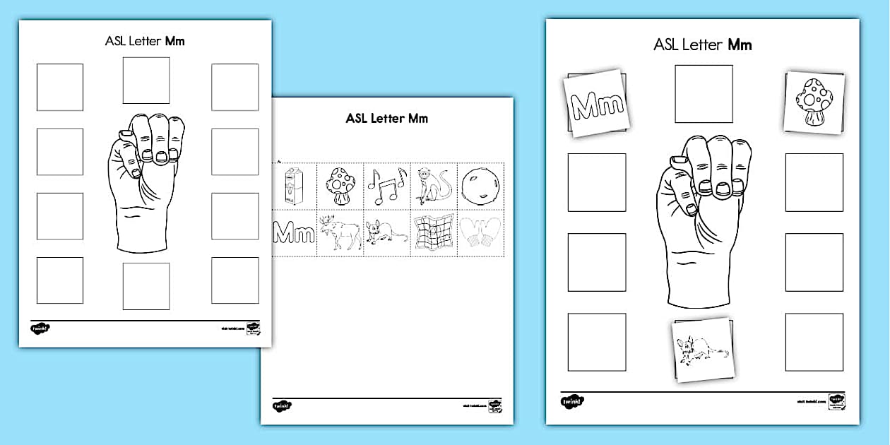 ASL Letter Mm Cut and Paste Worksheet (teacher made)