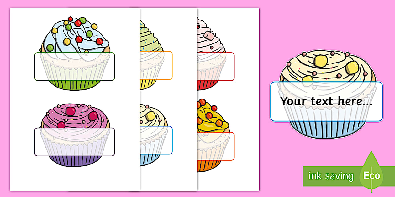 Black and White Pupil Self-Registration Editable Cupcakes 2 per A4