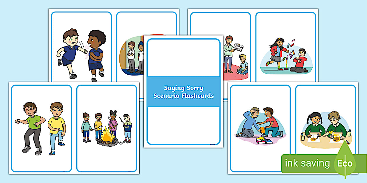 Saying Sorry Scenario Flashcards (teacher made) - Twinkl