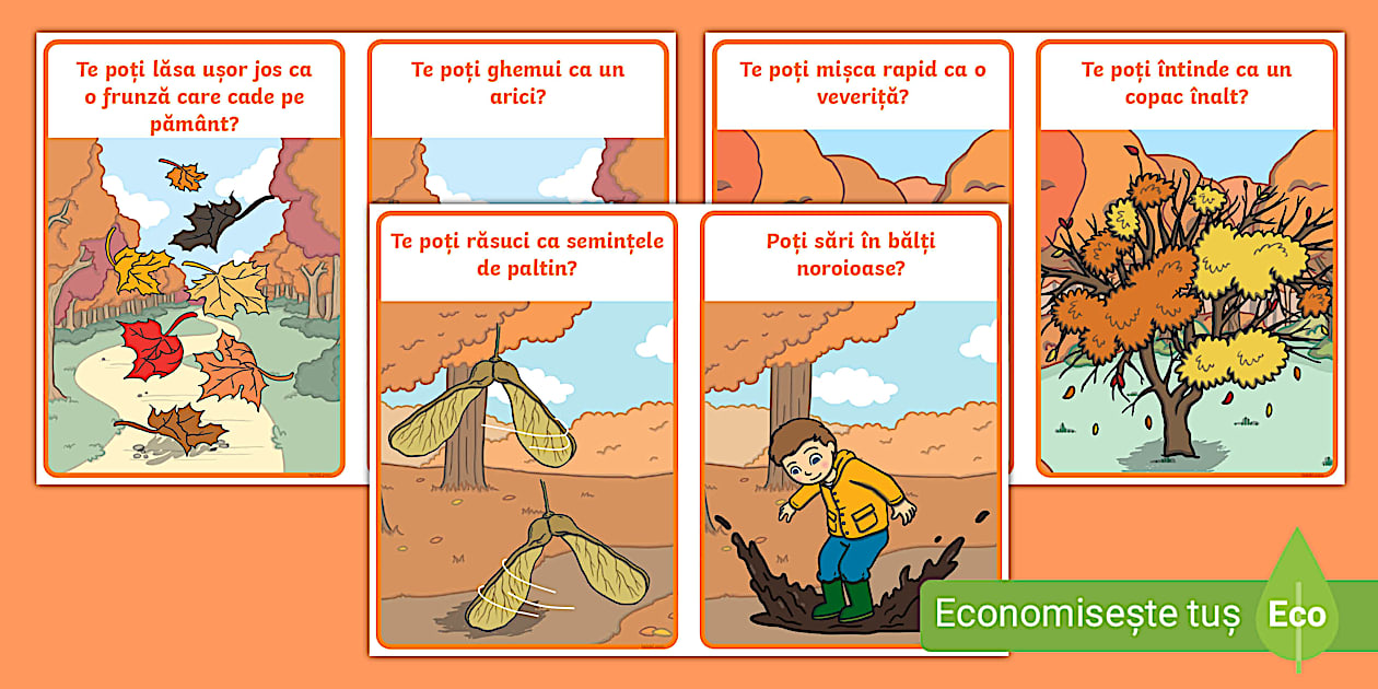 Mișcări de toamnă – Cartonașe cu provocări - Twinkl