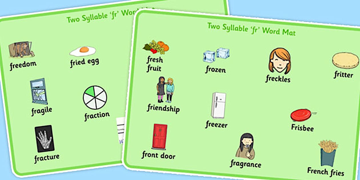 Cursive Two Syllable FR Word Mats (teacher made) - Twinkl