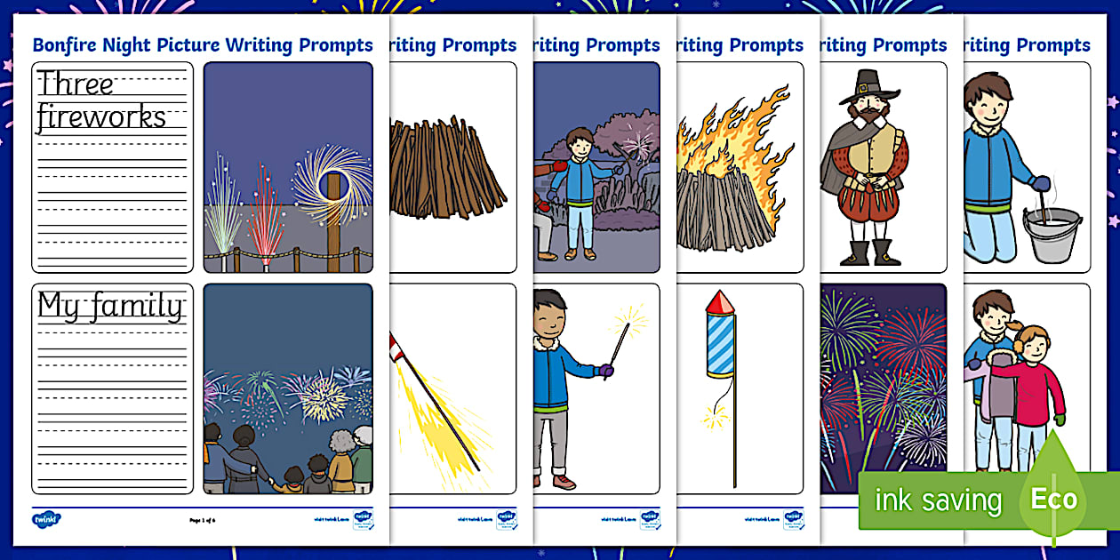 Bonfire Night Sentence Writing Prompt Pictures Activity