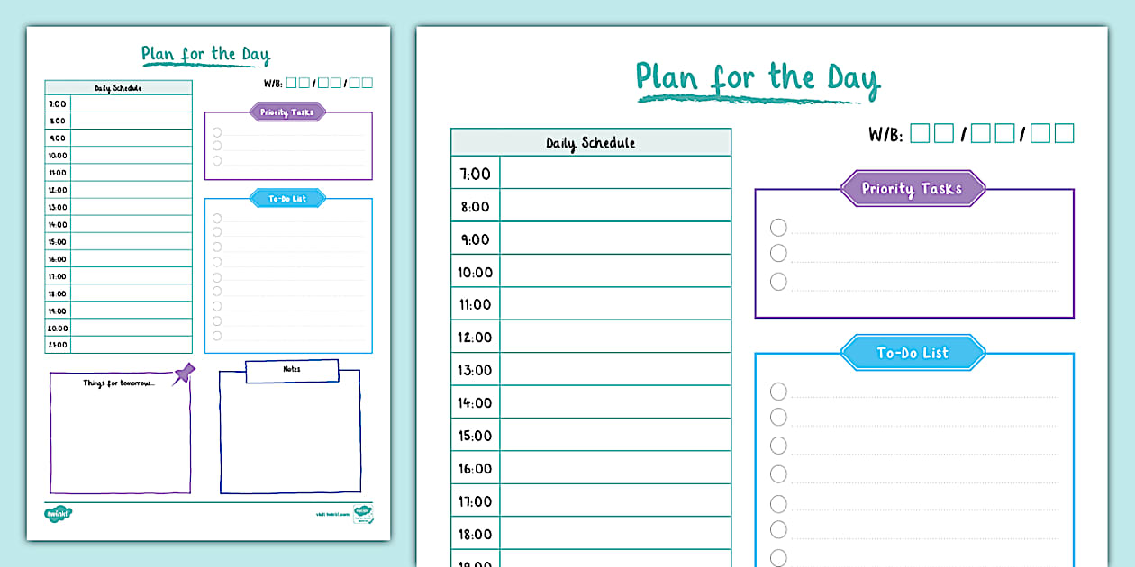 Educator Plan for the Day Template ELC (teacher made)