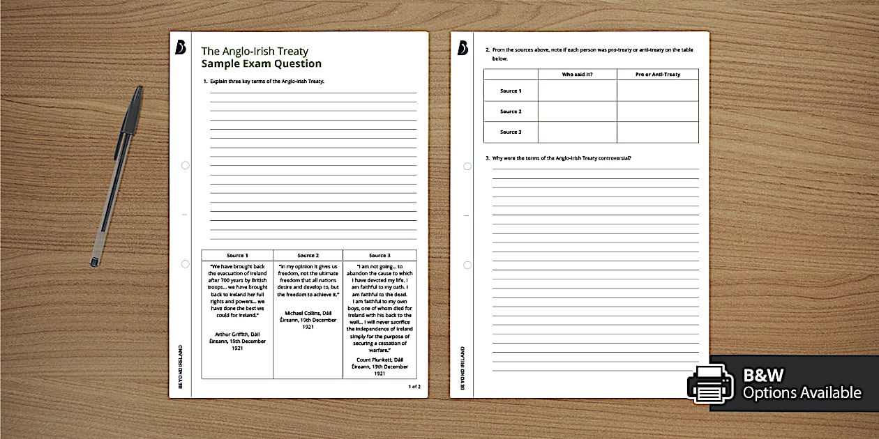 The Anglo-Irish Treaty Sample Exam Question (teacher made)