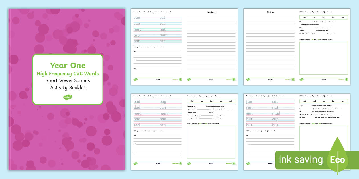 Year One High-frequency Words Short Vowel Activity Booklet