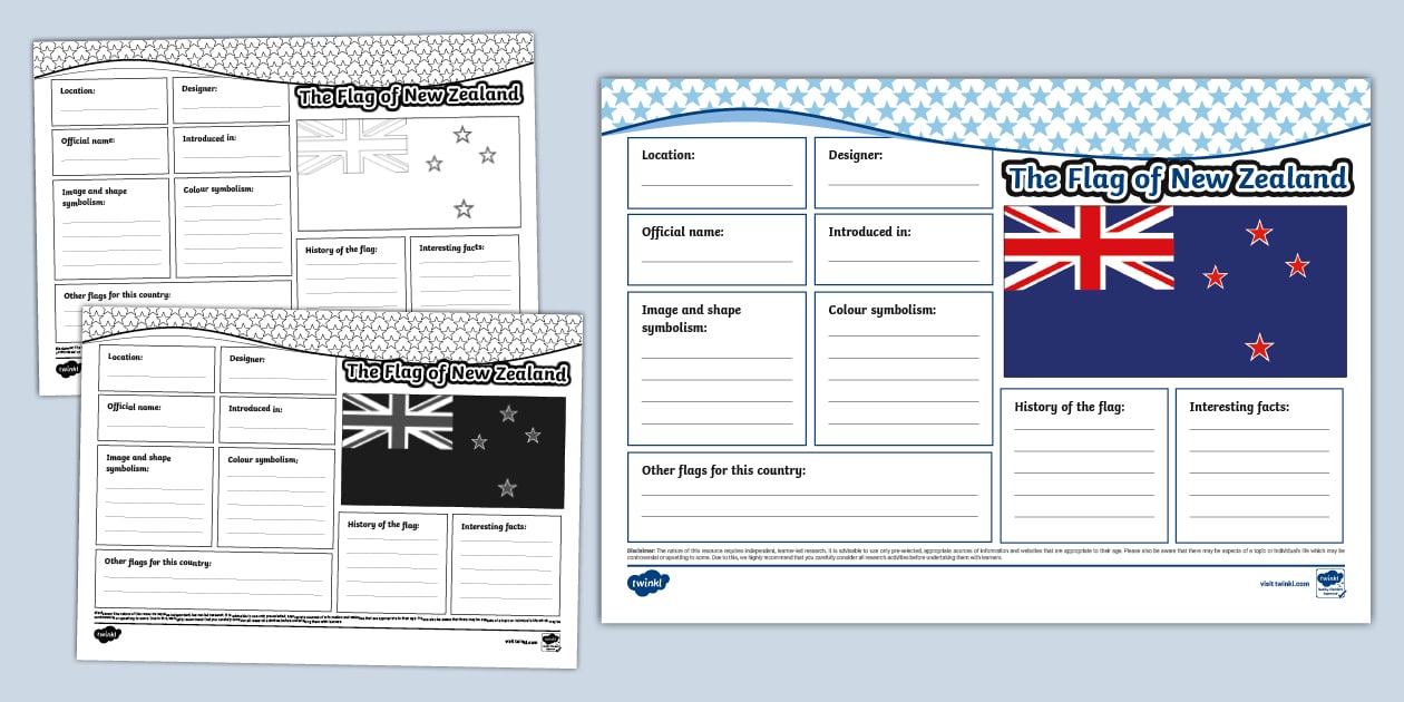 New Zealand Flag Fact File Template - Geography - Twinkl