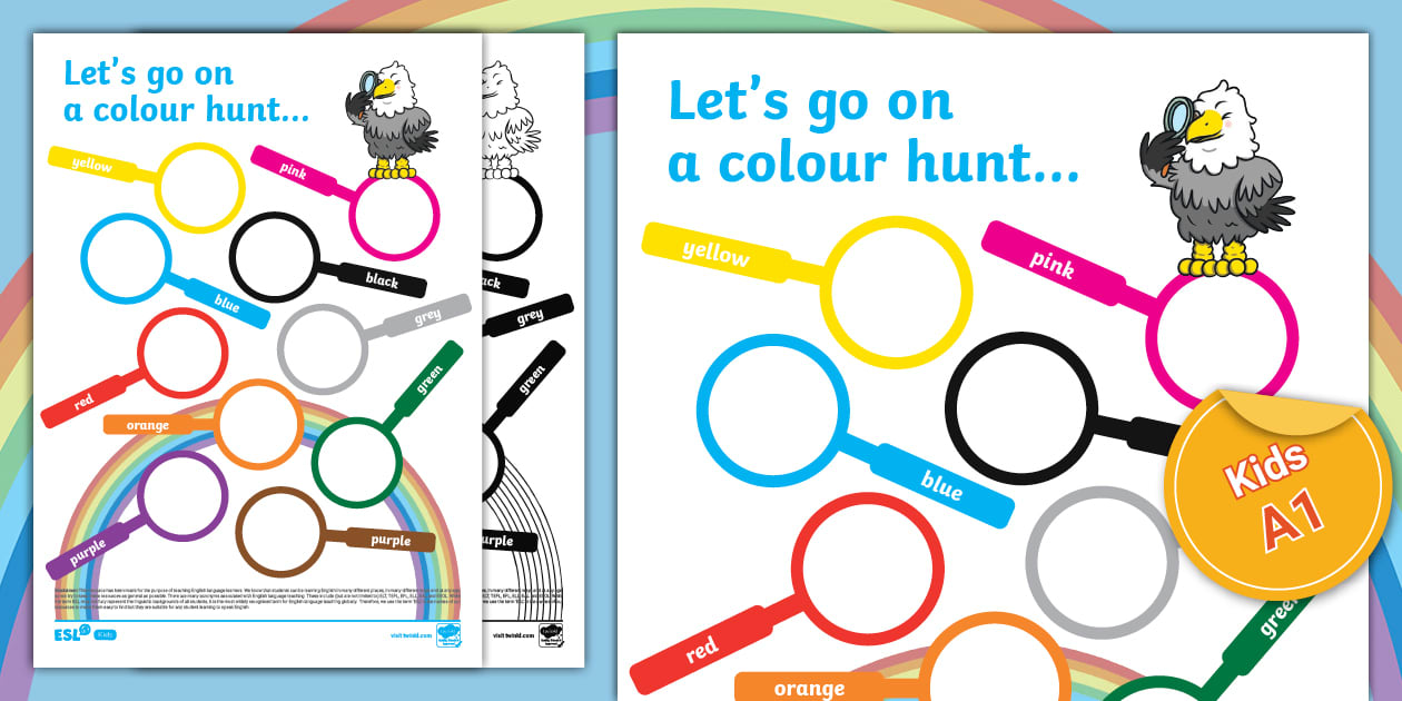 ESL Colour Hunt Worksheet for Kids (teacher made) - Twinkl