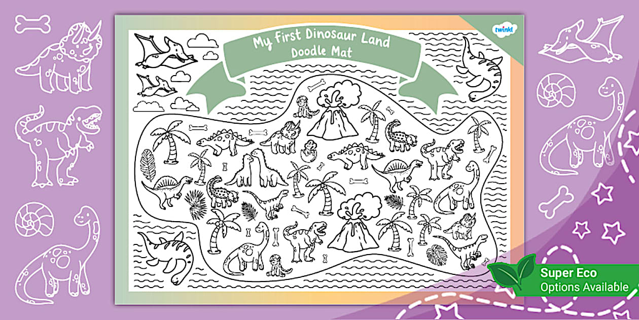 My First Dinosaur Land Doodle Mat (teacher made) - Twinkl