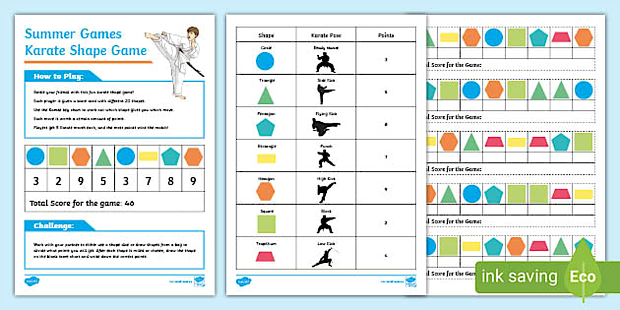 Summer Games Karate 2D Shape Game - Twinkl
