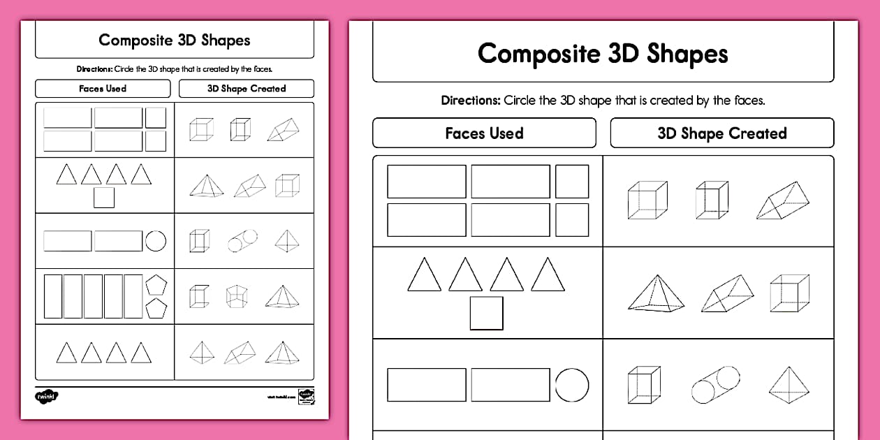 First Grade Composite 3D Shapes Worksheet - Twinkl