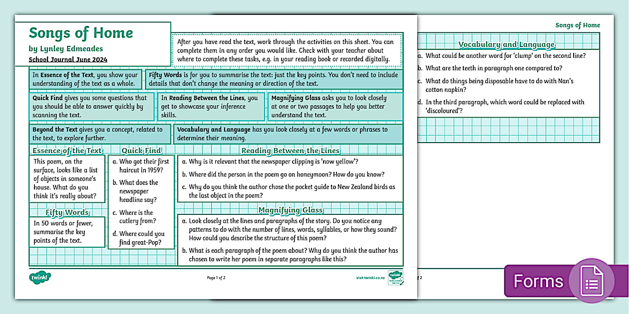 L3 June 2024 Journal: Songs of Home (Poem Comprehension)