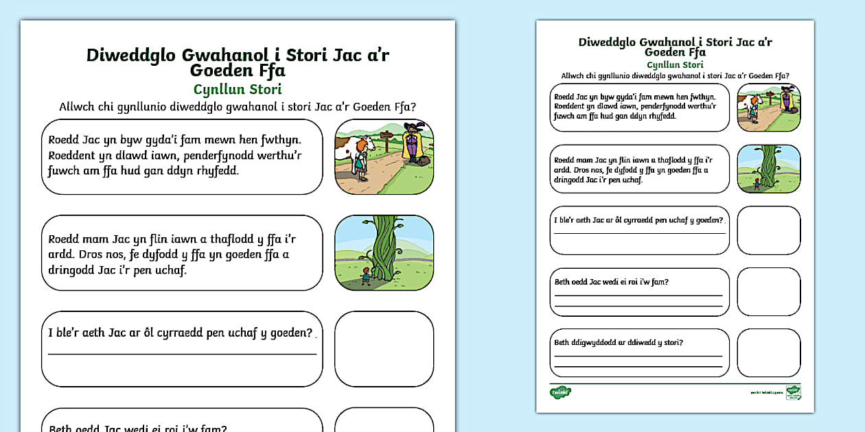 Jac a'r Goeden Ffa: Cynllunio Diweddglo Gwahanol i'r Stori